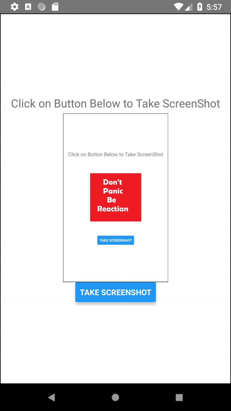 React Native Example Code to Take Screenshot Programmatically