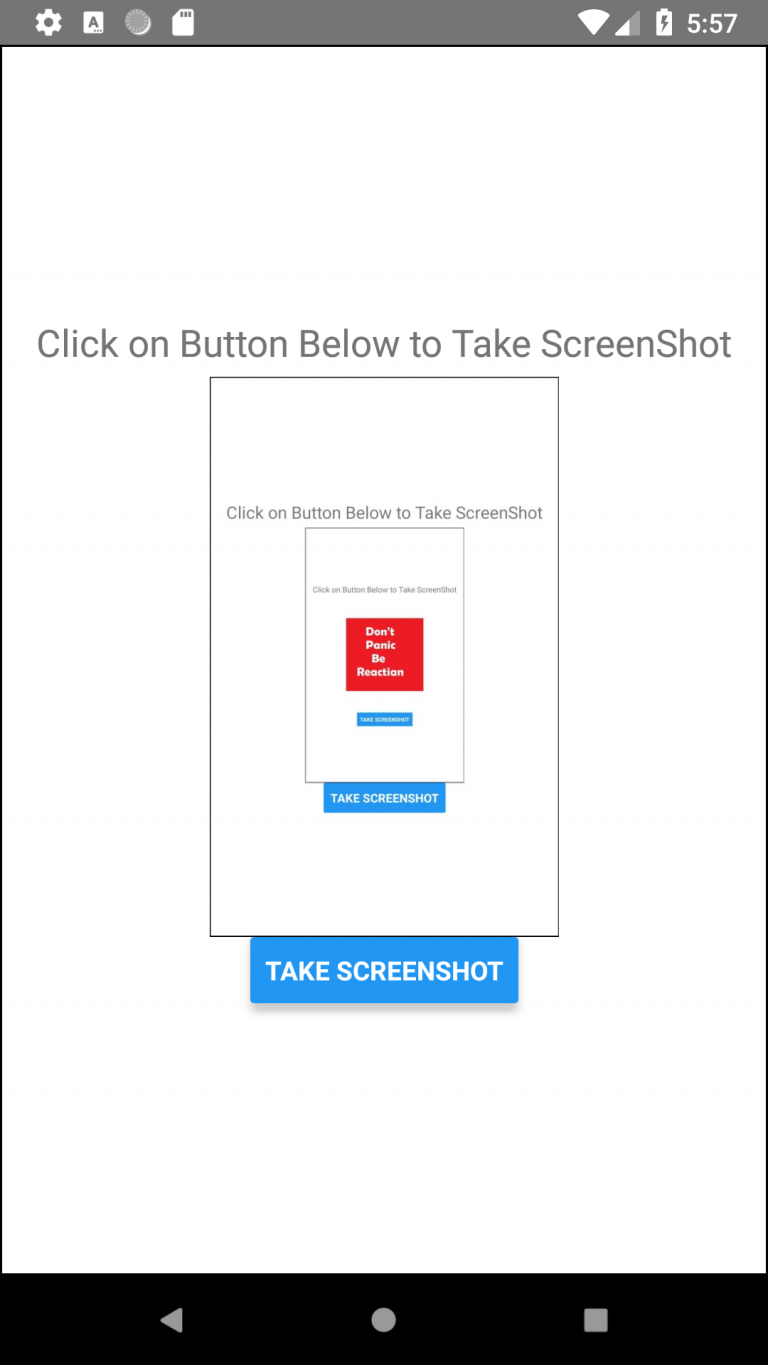 React Native Example Code to Take Screenshot Programmatically