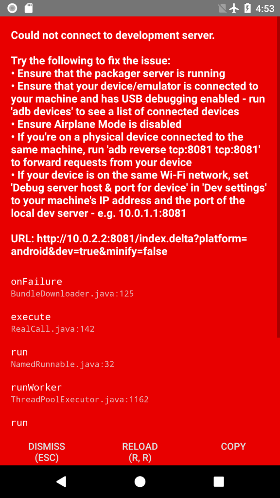 adb server version mismatch react-native run-android