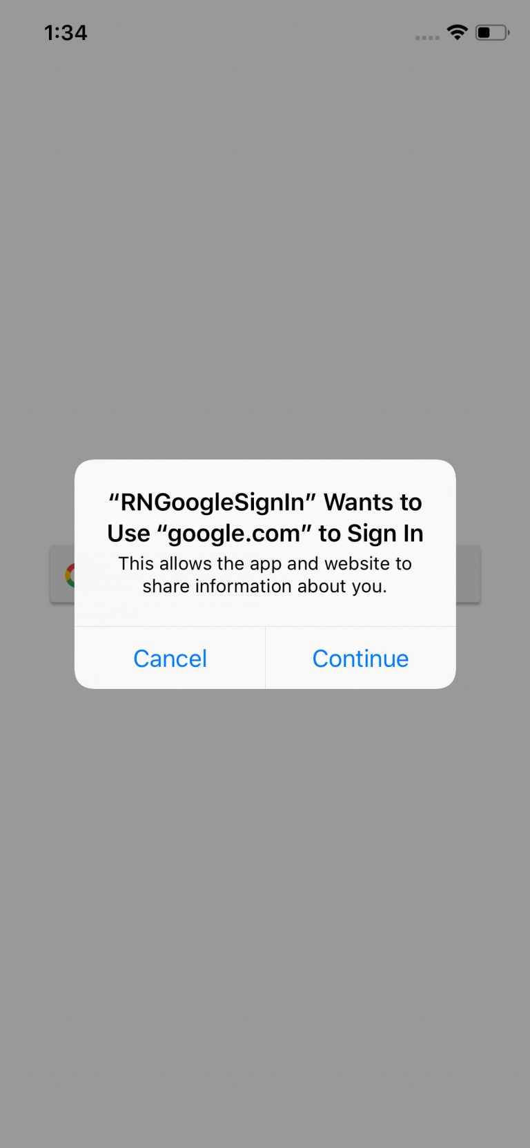 Example of Google Sign In in React Native Android and iOS App