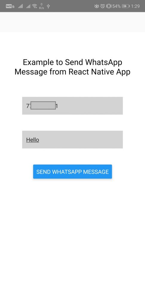 Example to Send WhatsApp Message from React Native App