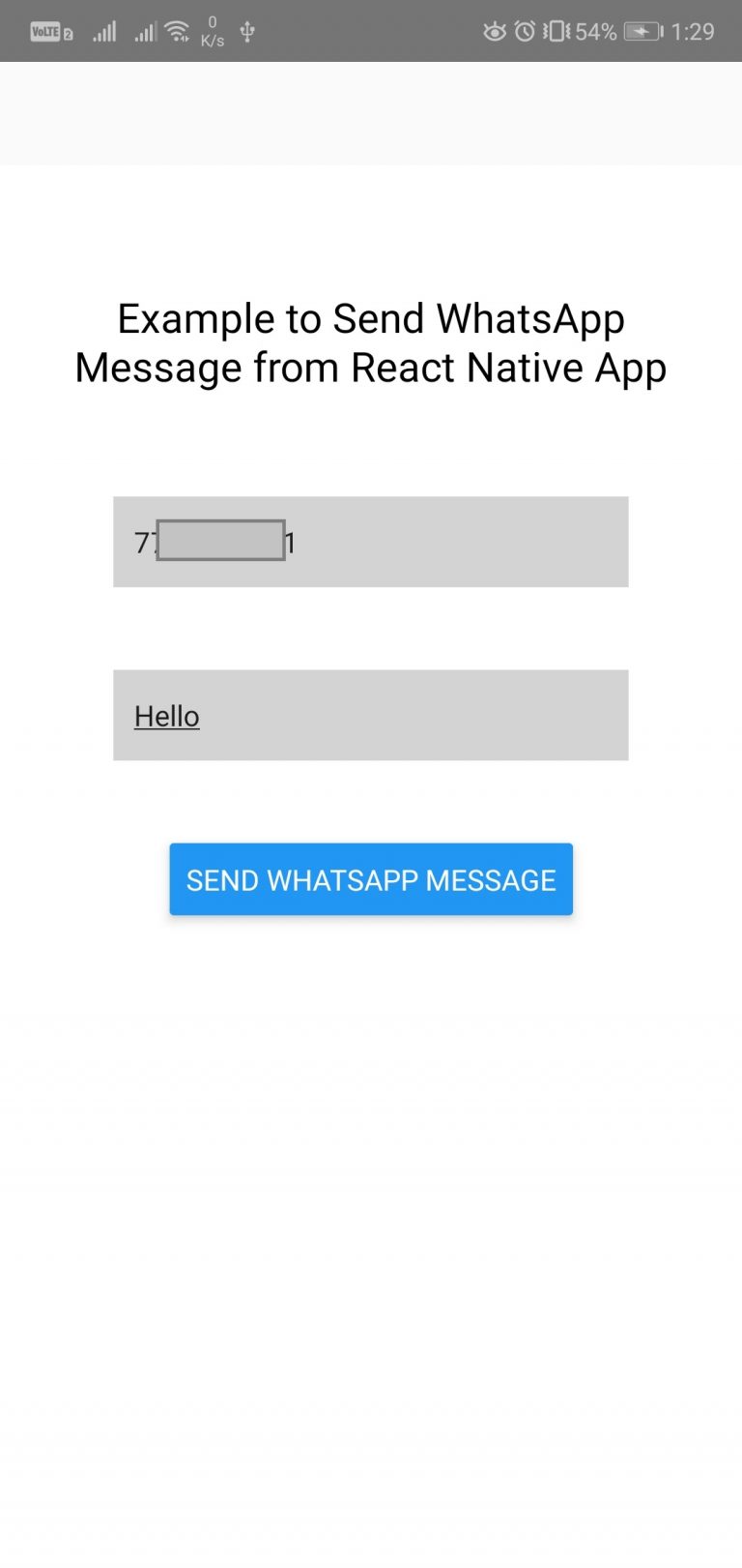 Example to Send WhatsApp Message from React Native App