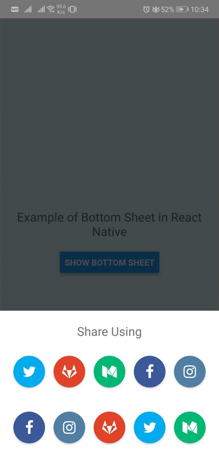 Example of Bottom Sheet in React Native - About React