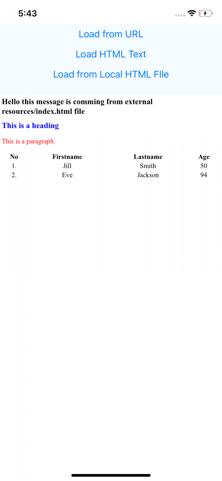 Load Local HTML File or URL in React Native using react-native-webview