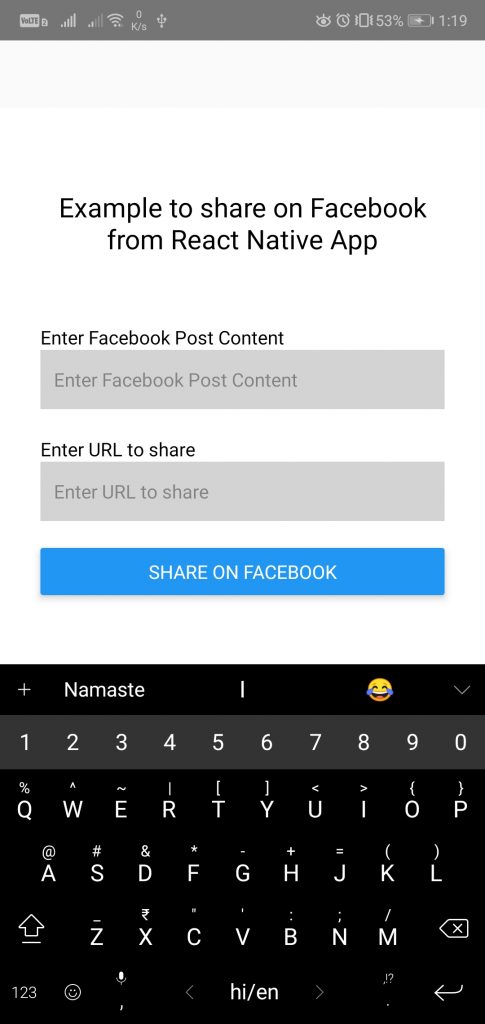 Share Facebook Post with URL from React Native App