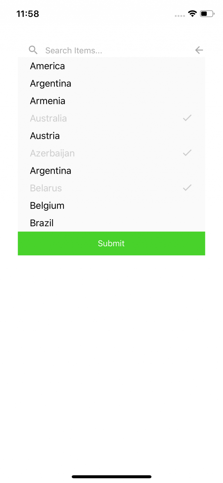 Multiple Select / Dropdown / Picker Example in React Native