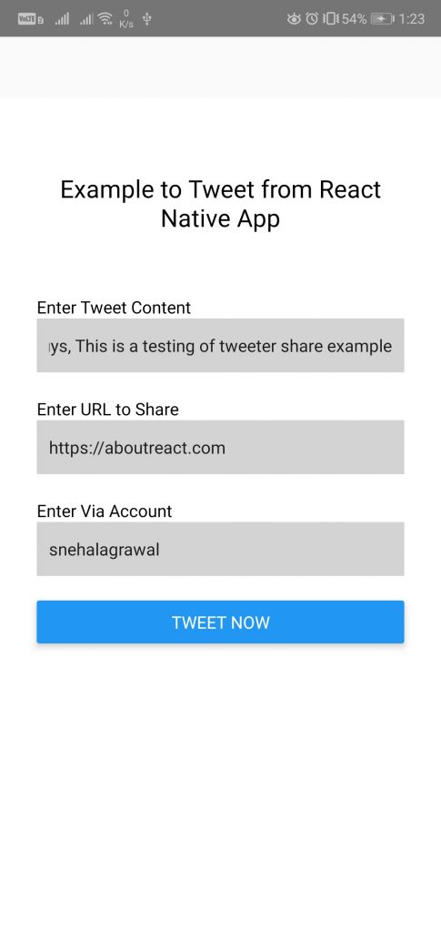 Tweet On Twitter With Url From React Native App About React 