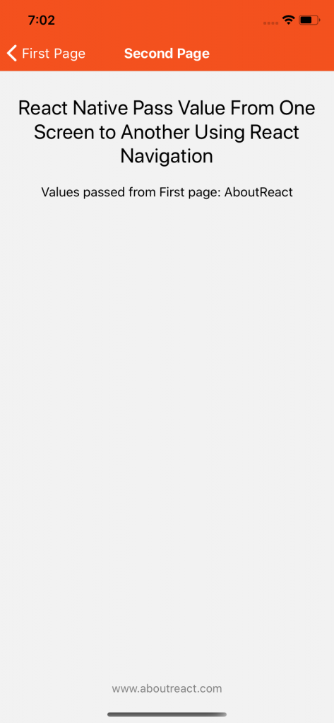 Passing the value from one screen to another in React Native