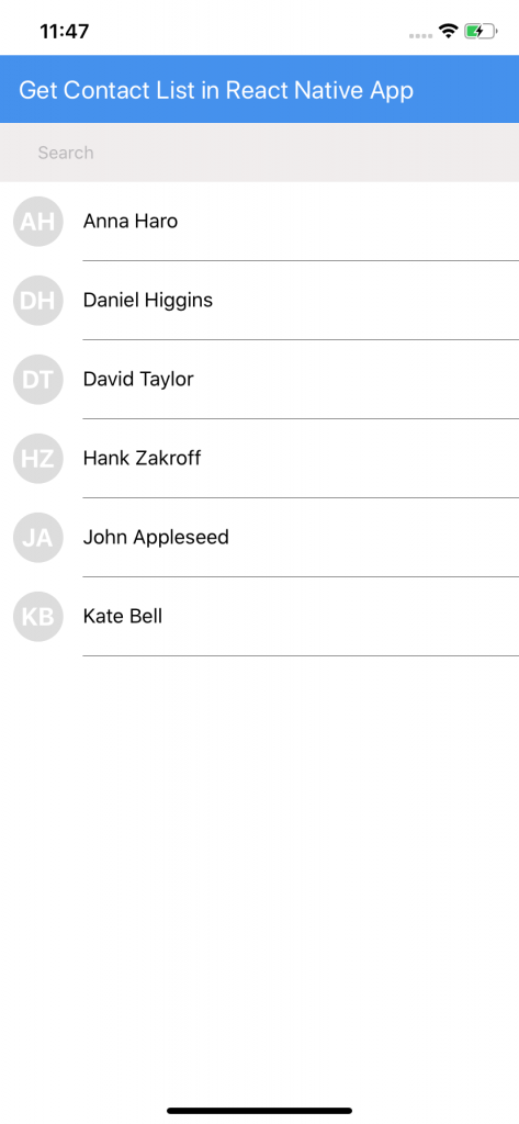 Access Device's Contact List in React Native App - About React