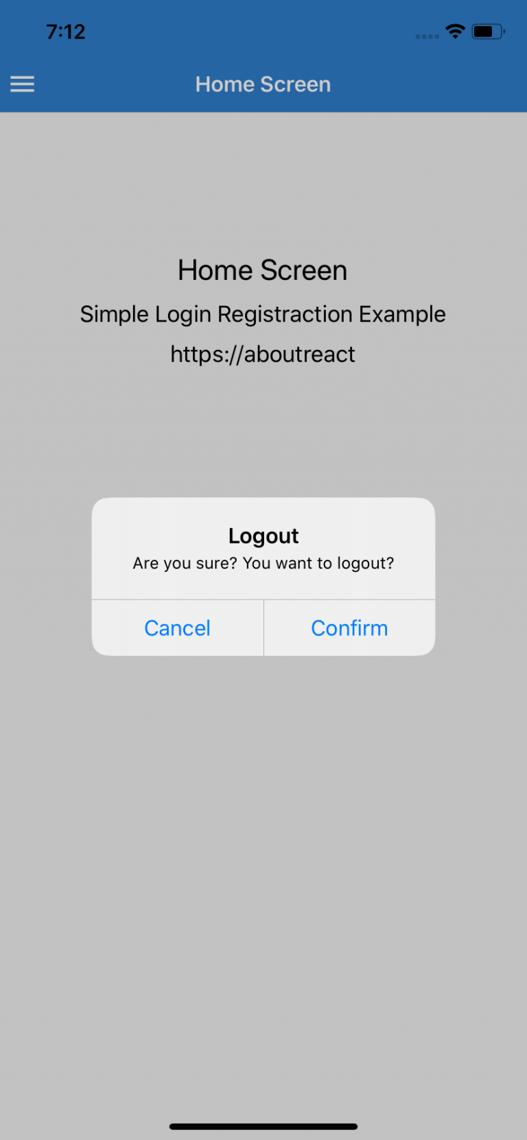 Example of Splash, Login and Sign Up in React Native - About React