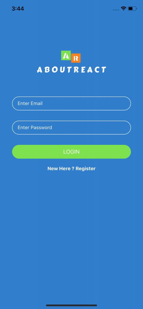 Example of Splash, Login and Sign Up in React Native - About React