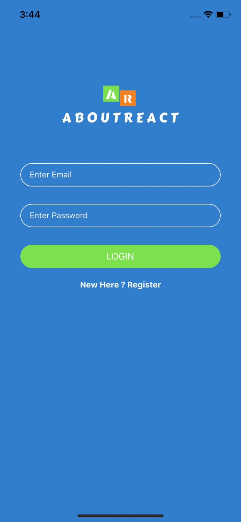 Example of Splash, Login and Sign Up in React Native - About React
