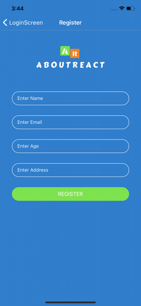 Example of Splash, Login and Sign Up in React Native - About React