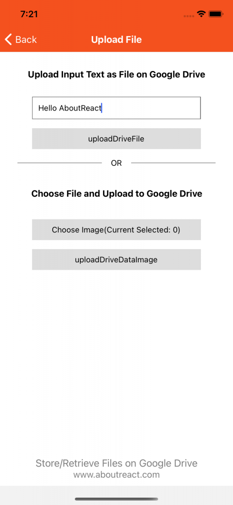 Store/Retrieve Files on Google Drive using React Native App