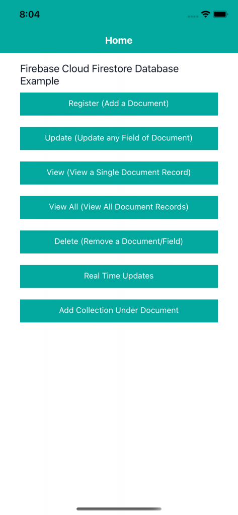 Integration of Firebase Cloud Firestore Database with React Native App