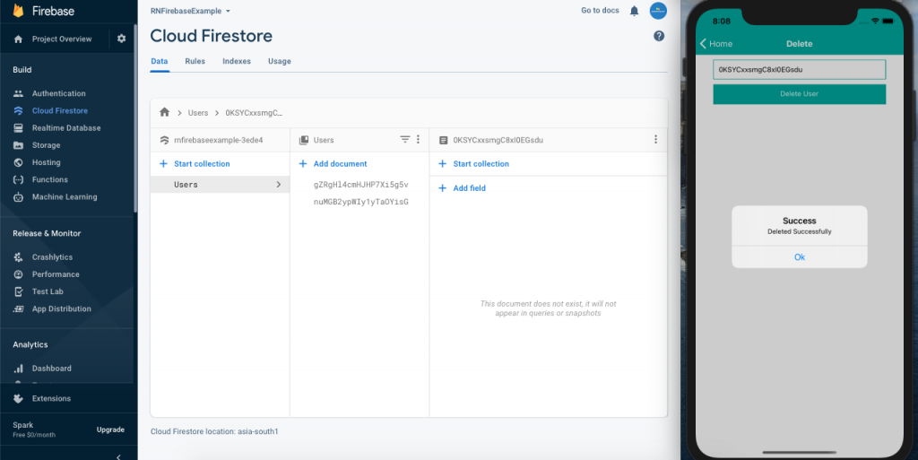 Integration of Firebase Cloud Firestore Database with React Native App