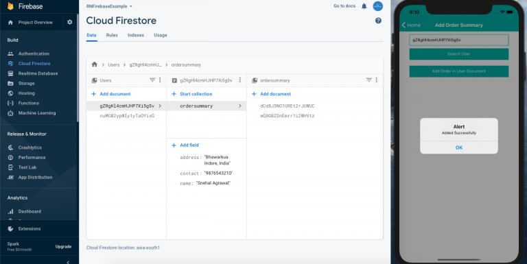 Integration Of Firebase Cloud Firestore Database With React Native App
